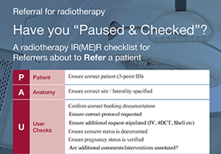 Radiotherapy ‘pause and check’ posters published | SoR
