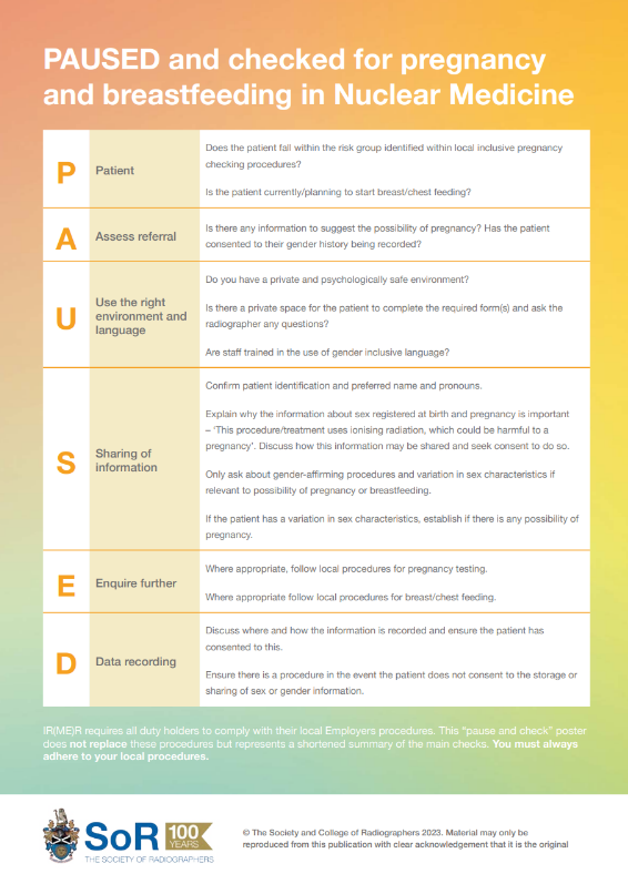 Have you paused and checked for pregnancy and breastfeeding in Nuclear ...