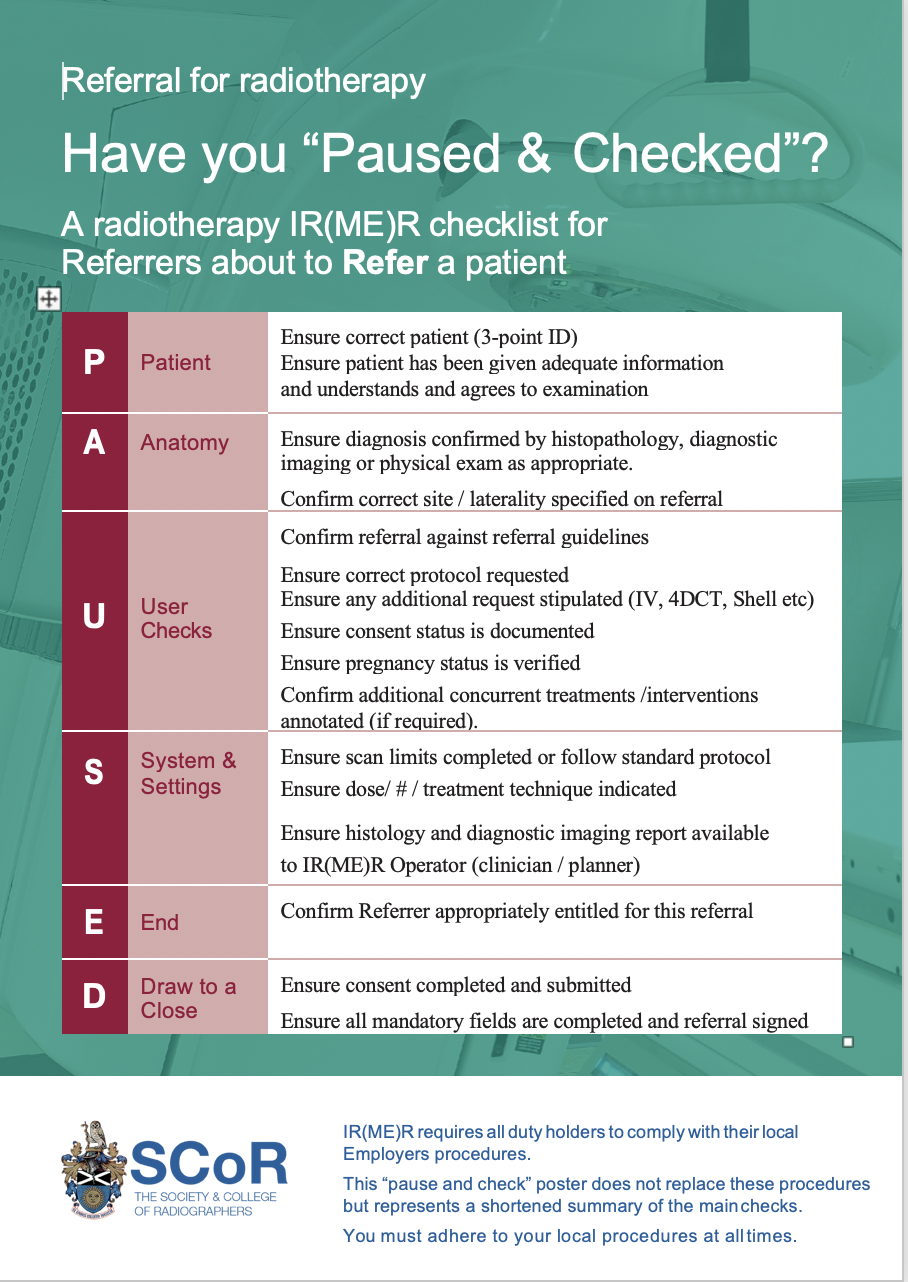Have you paused and checked? Radiotherapy posters | SoR